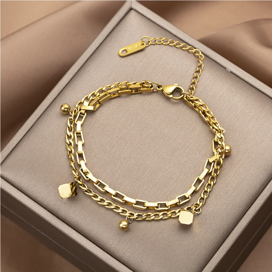 Pulsera de acero inoxidable 316L para mujer, joyería fina de moda ...