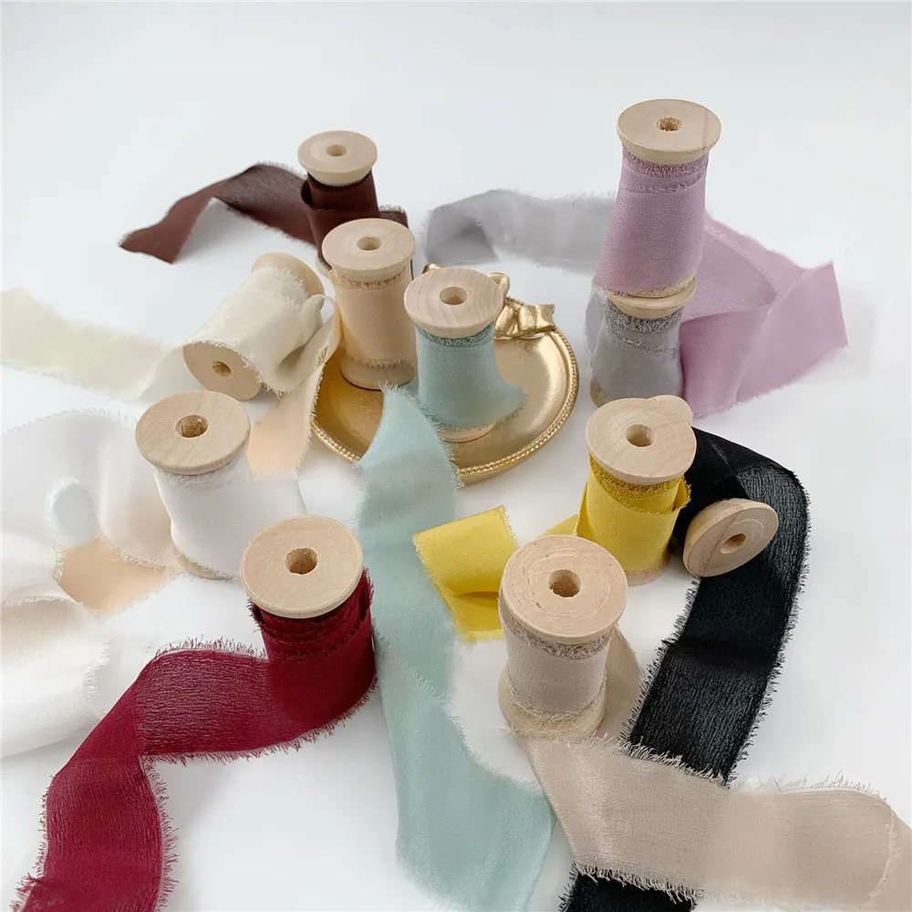 Ins Style Real 100% Pure Silk Ribbon By Woodenspools Frayed Edged ...