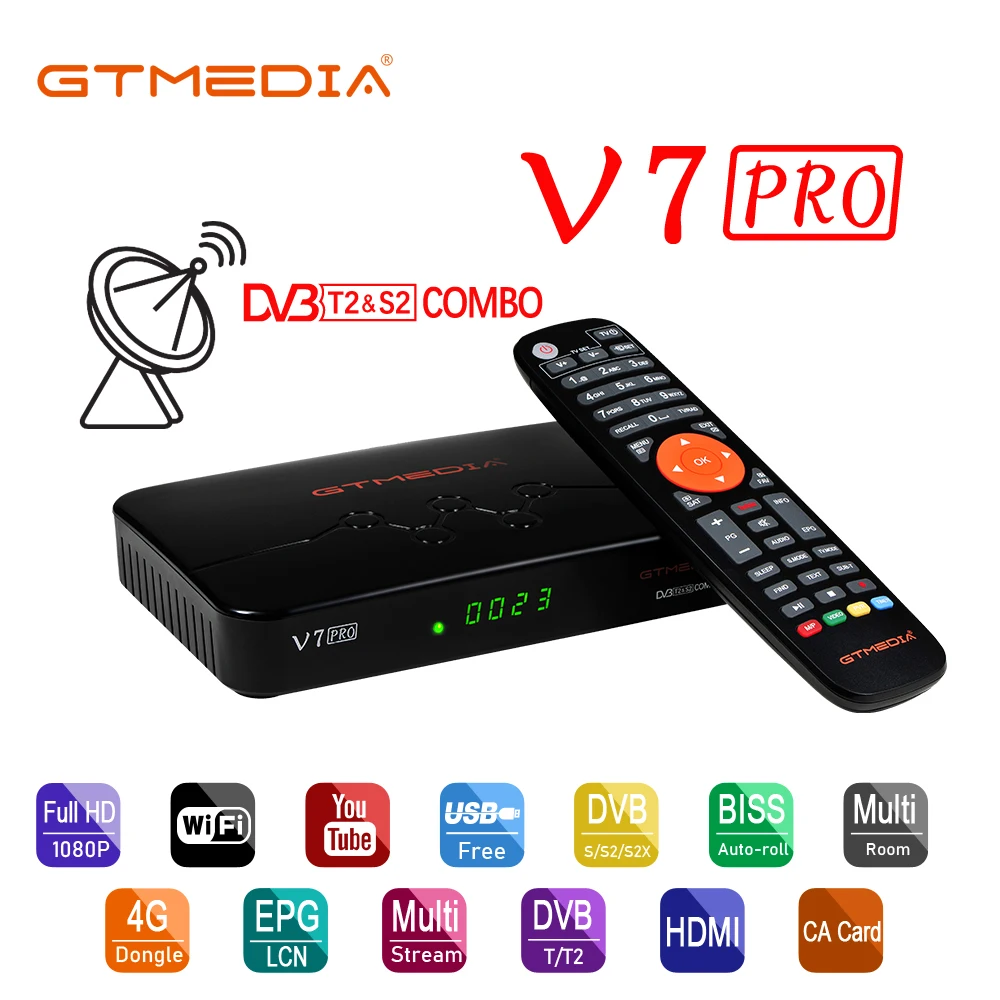 Gtmedia V7 Pro Set Top Box Dvb-s2 T2 Iptv 1080p Hd Hevc 10bit ...