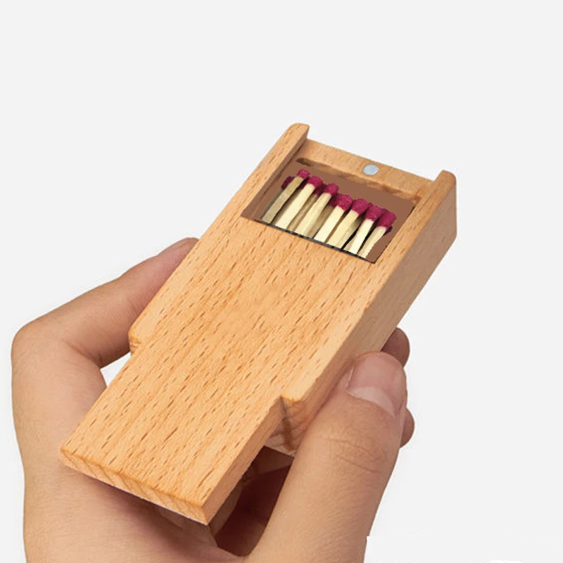 Small Wooden Matchbox Drawer Push Pull Opening Portable Retro With 5pcs ...