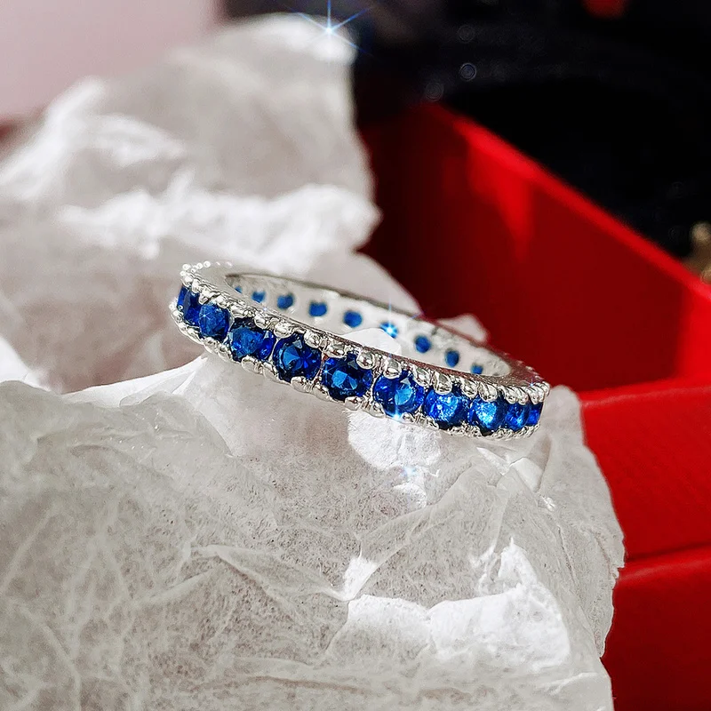 Huitan-Trendy-Bright-Blue-CZ-Finger-Rings-for-Women-Fashion-Female ...