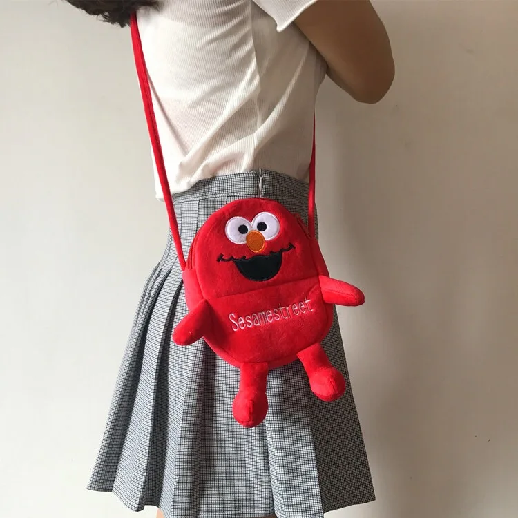 Candice guo cute plush toy coin bag cartoon Sesame Street Elmo cookie ...