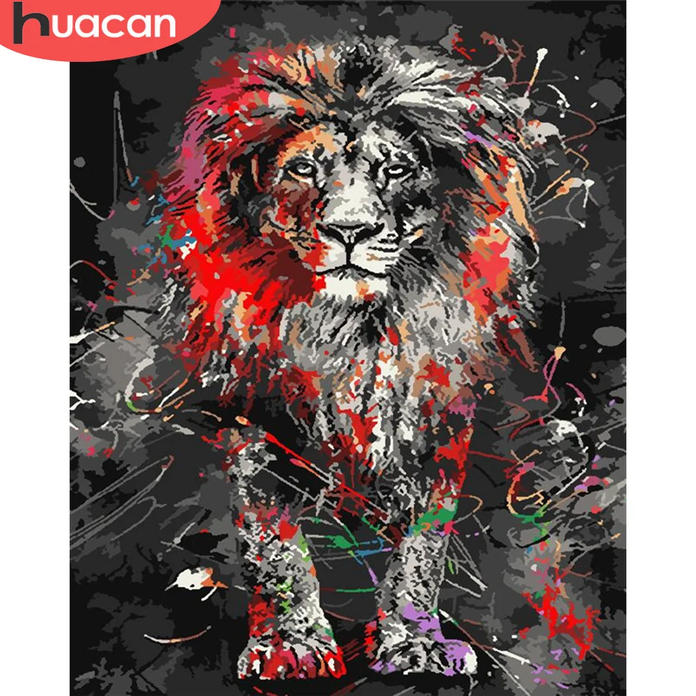 HUACAN DIY Paint By Number Lion Hand Painted Painting Art Drawing On huacan-diy-paint-by-number-lion-hand-painted-painting-art-drawing-on