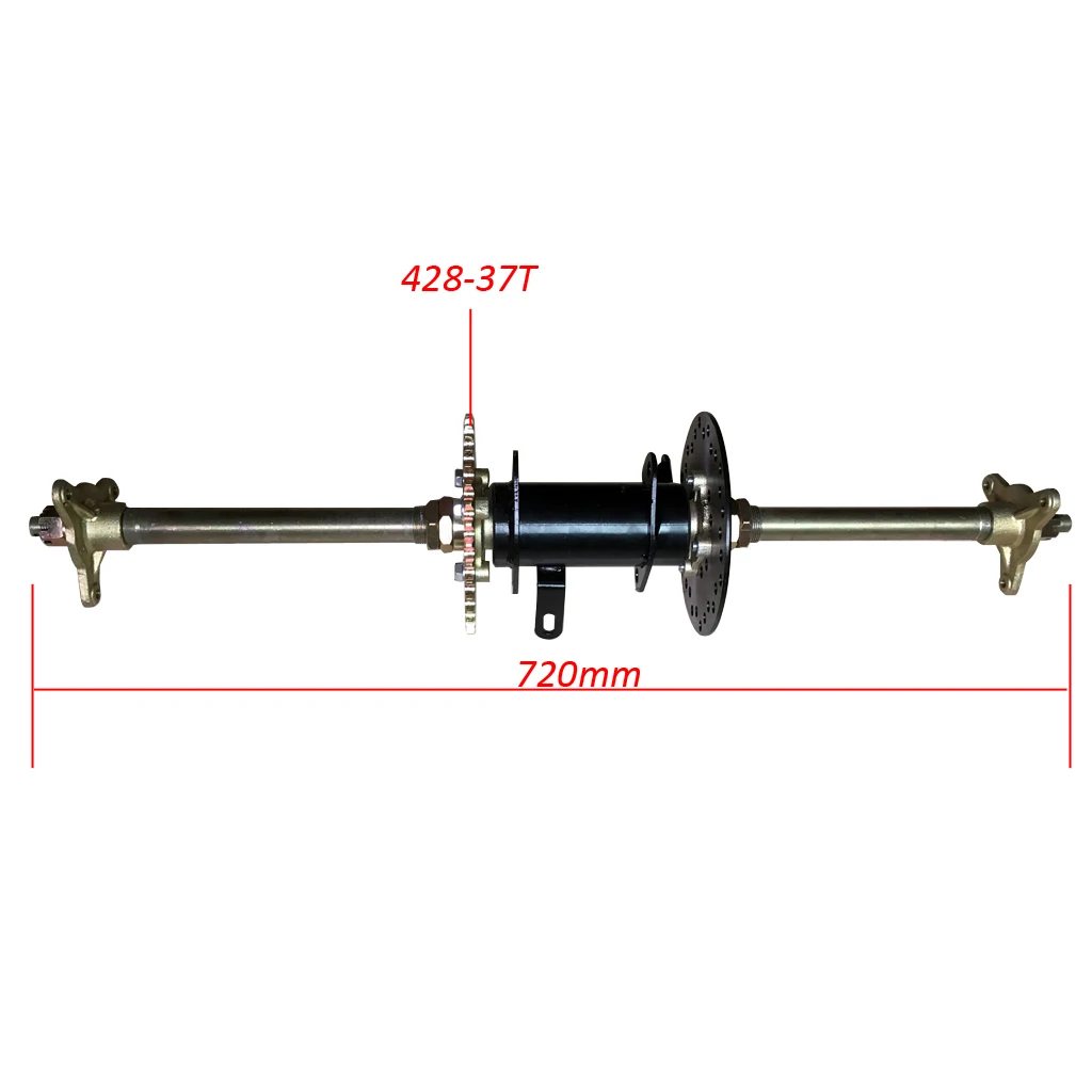 720mm Rear Axle Assy with 428# 37T Sprocket 160mm Brake Disc UCP204 ...