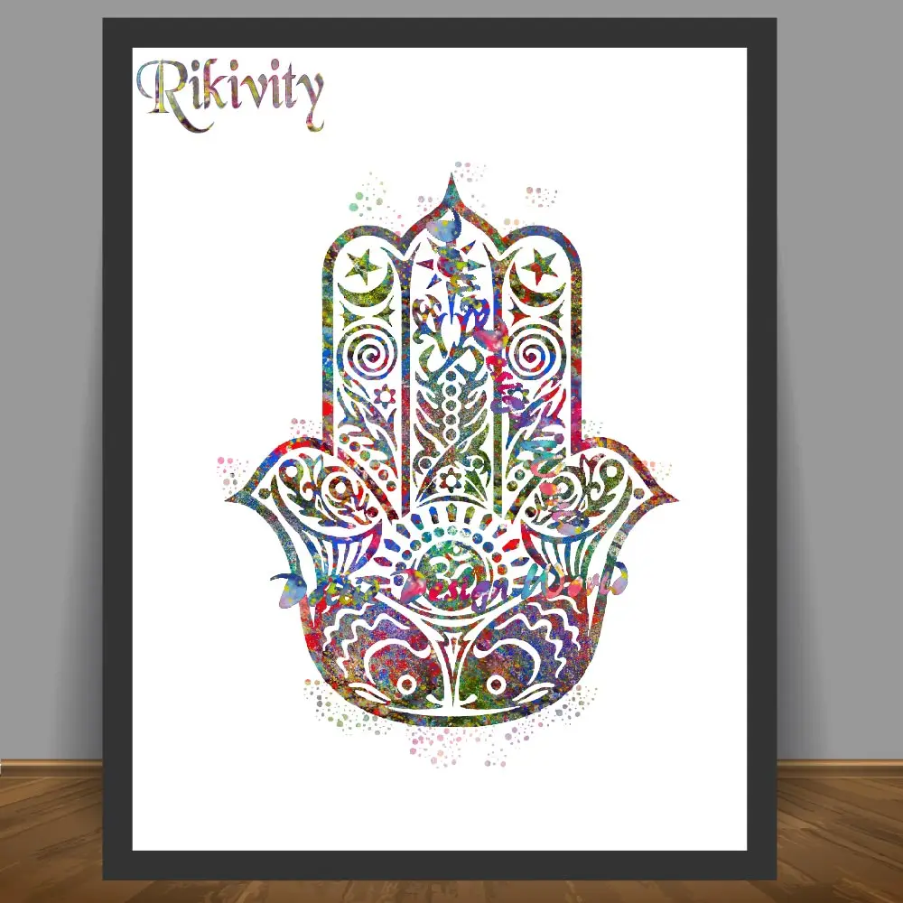 Drawing & Illustration Pen & Ink Hamsa Hand Art Print of original ...