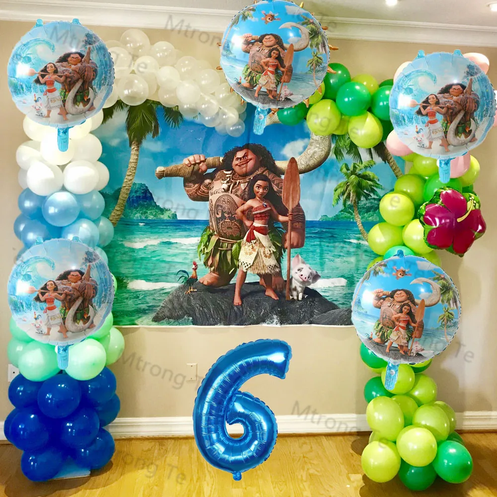 1Set Disney Moana Balloons Garland Arch Kit Birthday Green Latex ...