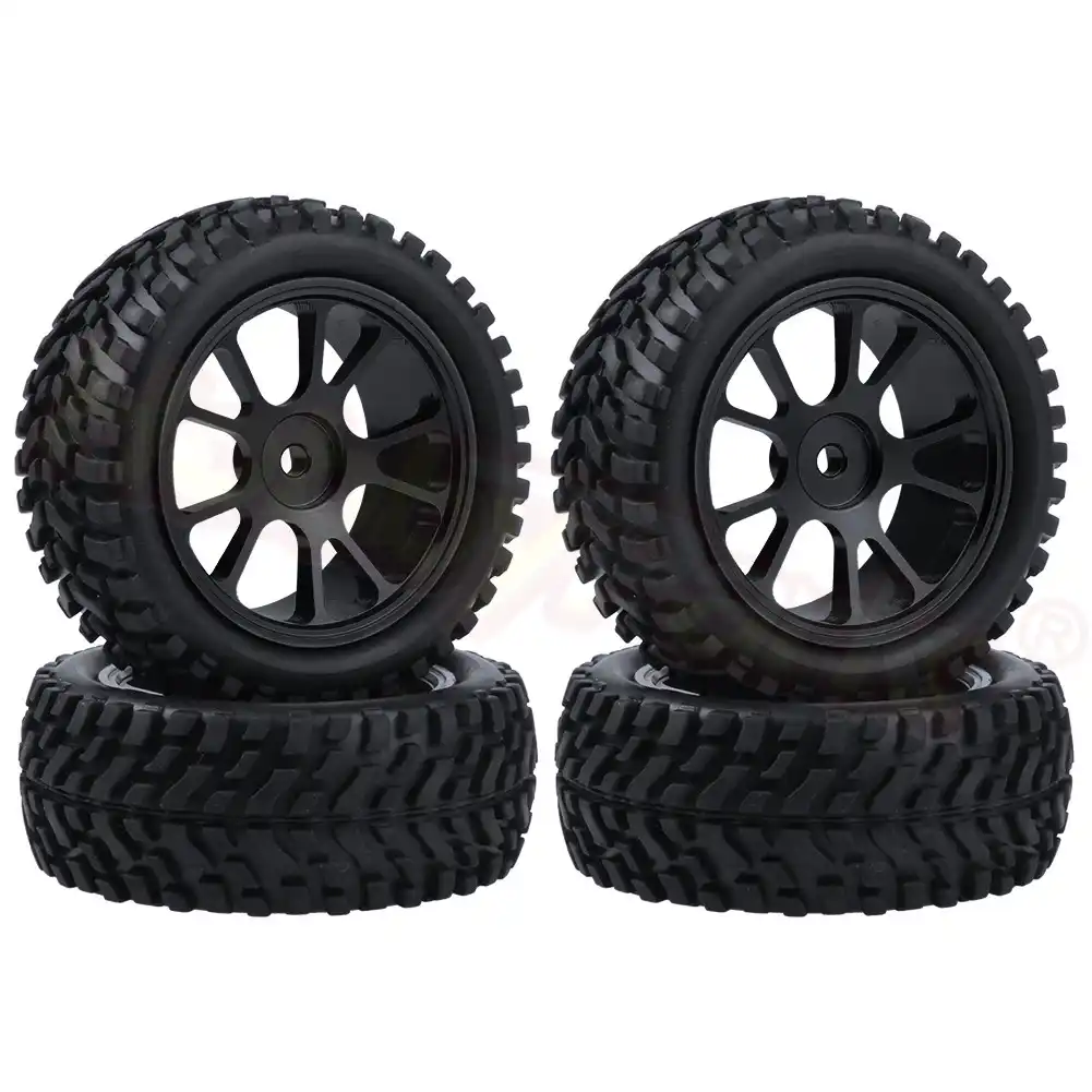 4pcs RC 1/10 Buggy Wheels & Tires 12mm Hex For RC Off Road Car HSP HPI ...