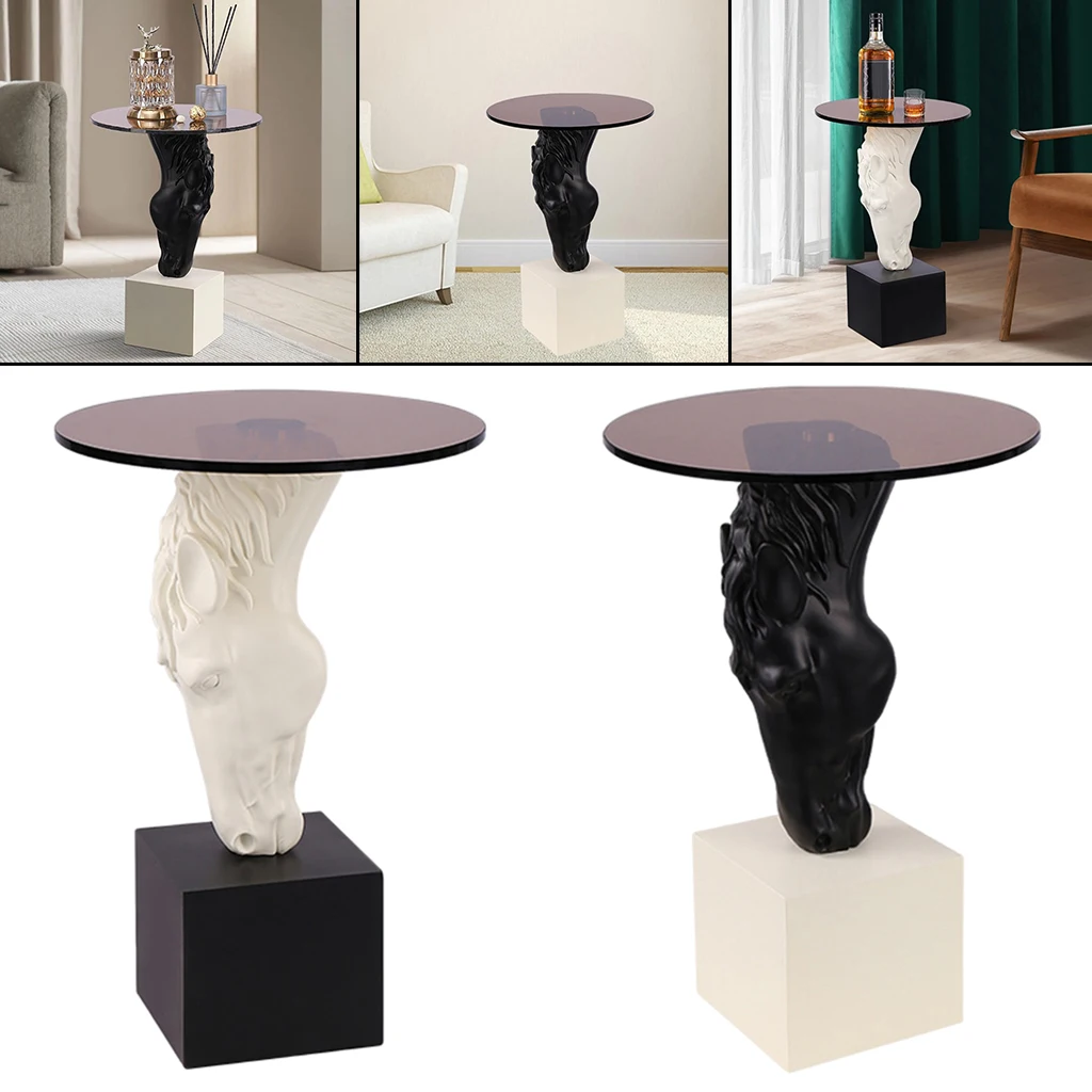 Sculpture Glass Top Accent Tables