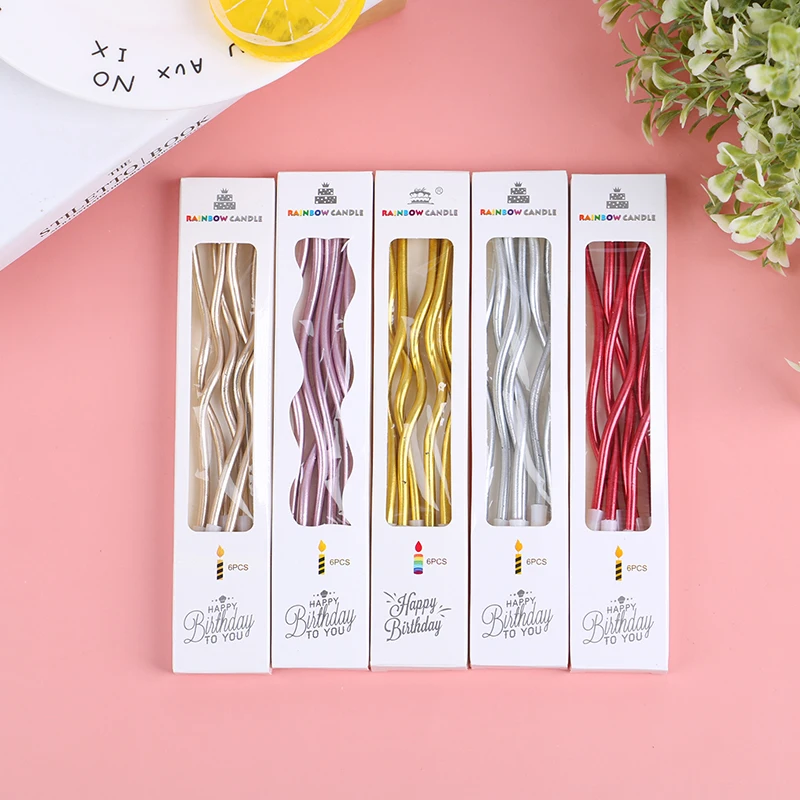 6Pcs-lot-Creative-Threaded-Candle-Curved-Spiral-Cake-Candle-Long ...