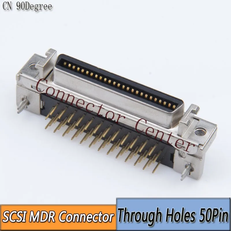 MDR SCSI Connector Pitch 1.27 50PIN Right Angle 90 Degree Compatible ...