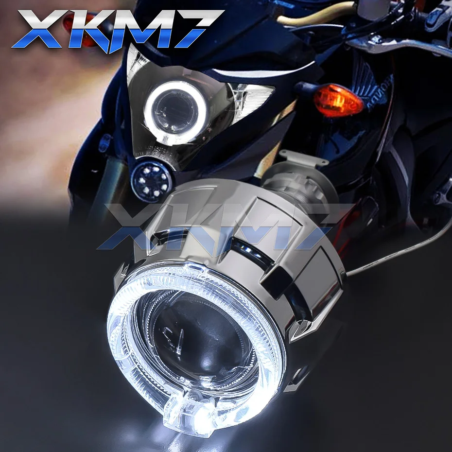 Motorcycle Headlight Led Projector Lens Angel Eye - Motorcycle ...