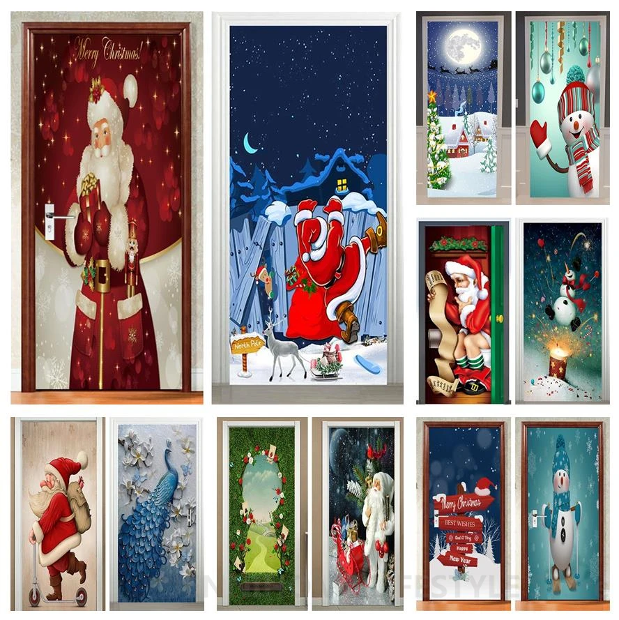 Christmas-Dooration-Sticker-PVC-Peel-and-Stick-Wallpaper-Home-Decor ...
