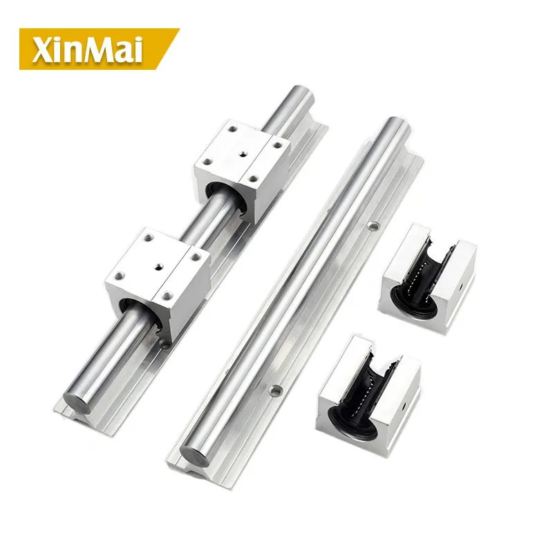 2pcs SBR16 16mm linear rail any length support round guide rail + 4pcs ...