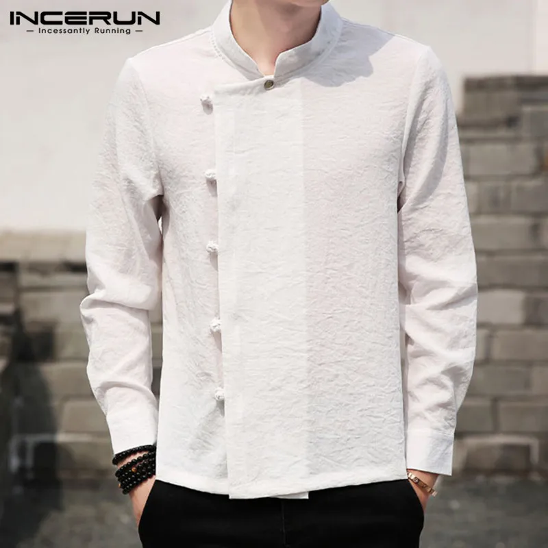INCERUN рубашка в китайском стиле Мужское хлопковое белье с длинными ...