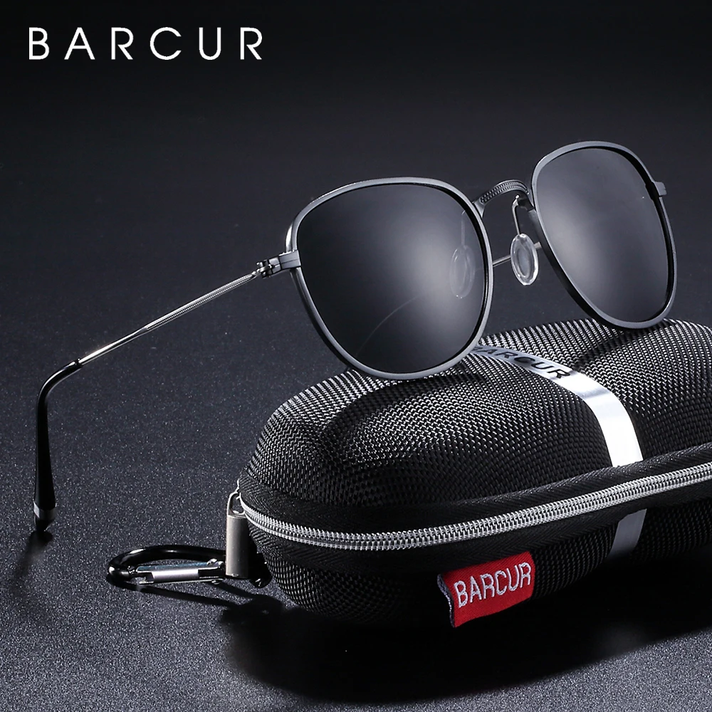 Barcur 새로운 알루미늄 육각형 디자인 선글라스 남성용 편광 안경 여성용 고글 oculos de sol masculino ...