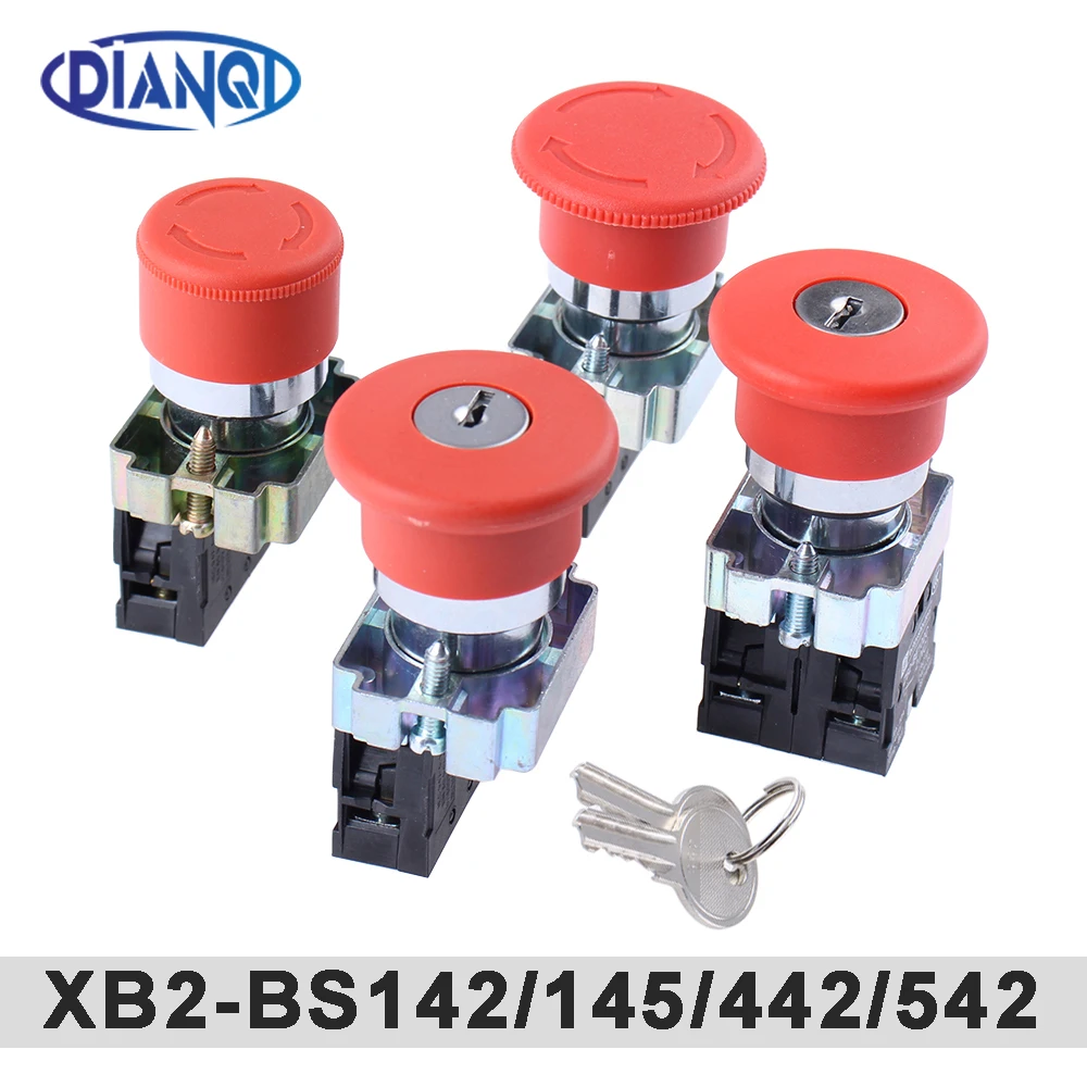 XB2-BS142 BS145 BS442 BS542 1NC/1NO1NC key emergency stop Rotary push button switch 2 position ...