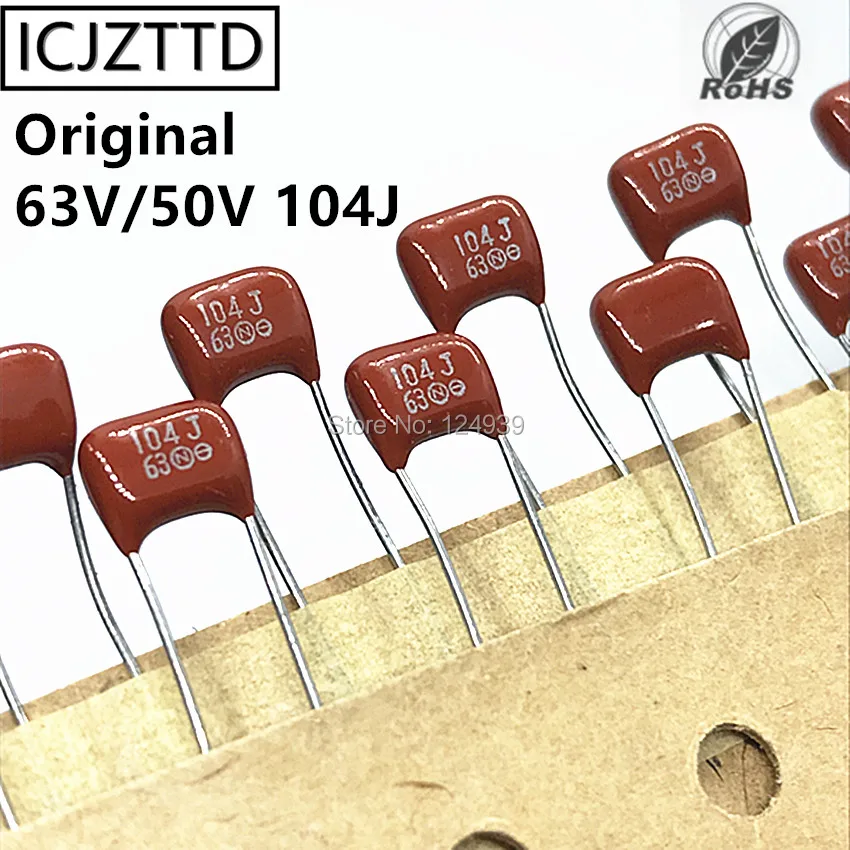 NEW original 104 104J 63V 50V 0.1uf 100NF 104J Metallized film capacitor CBB orange high quality ...