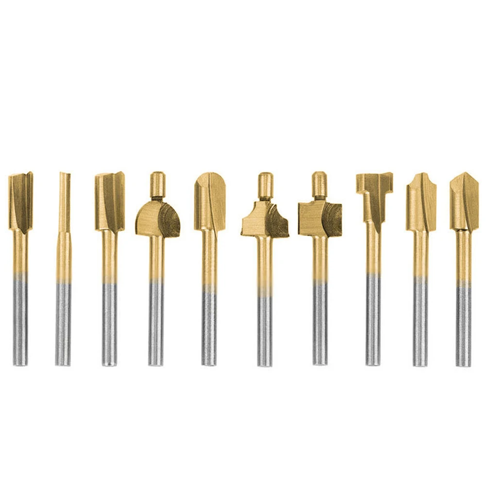 10pcs Round Shank Hss Router Bits Woodworking Milling Cutter Grinding ...