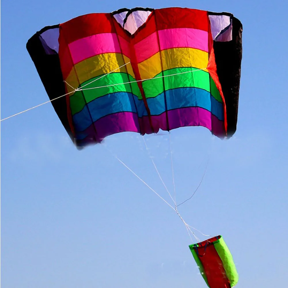 Professional 230cm Multi-color Single Line Parafoil Kite / Soft Rainbow ...
