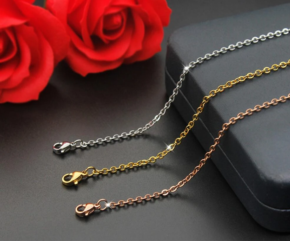 1pc 60+5cm Stainless Steel Necklace Chains 60cm With 5cm Adjustable ...