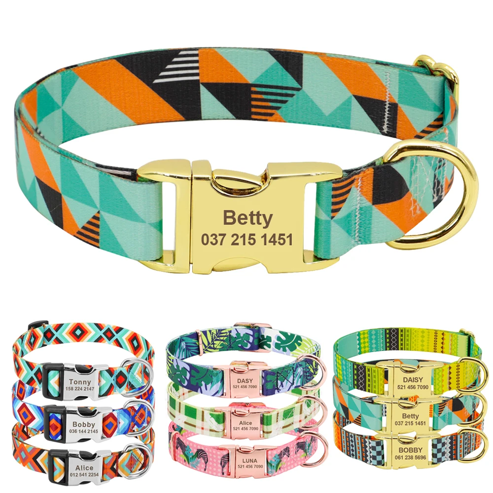 Fashion-Custom-Dog-Collar-Nylon-Print-Personalized-Pet-Collar-Puppy-Dog ...