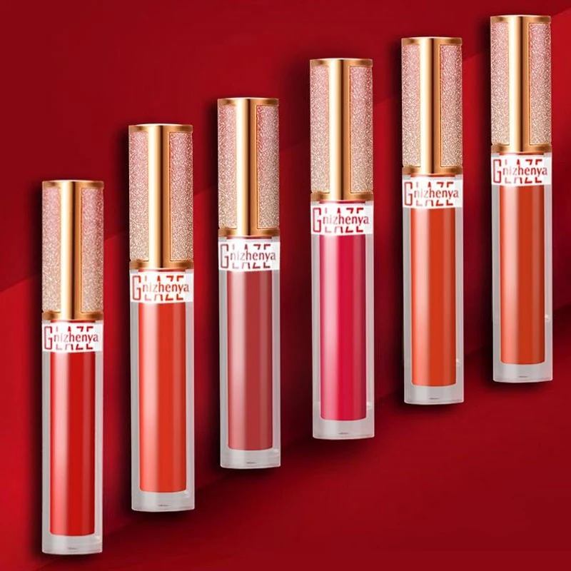 6 colores hidratante mate líquido pintalabios de larga duración Rojo ...