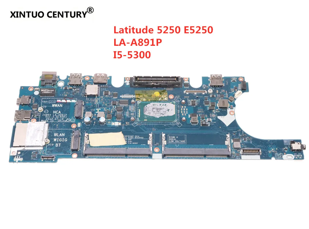 Placa base para portátil DELL Latitude 5250, E5250, ZAM60, LA A891P, CN 07WRRW con I5 5300U ...