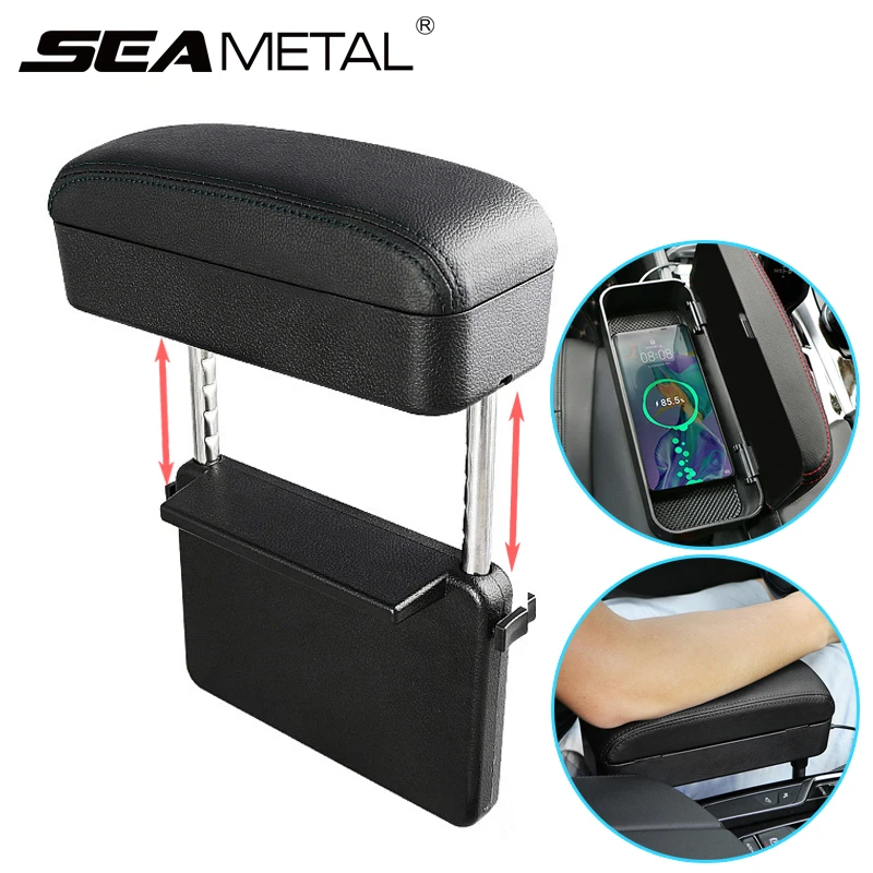 Universal Arm Rest Box Car Armrest Organizer Storage Box PU Leather ...