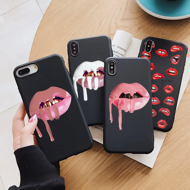Sexy-Vampire-Red-Lips-Black-TPU-Soft-Silicone-Phone-Case-for-iPhone ...