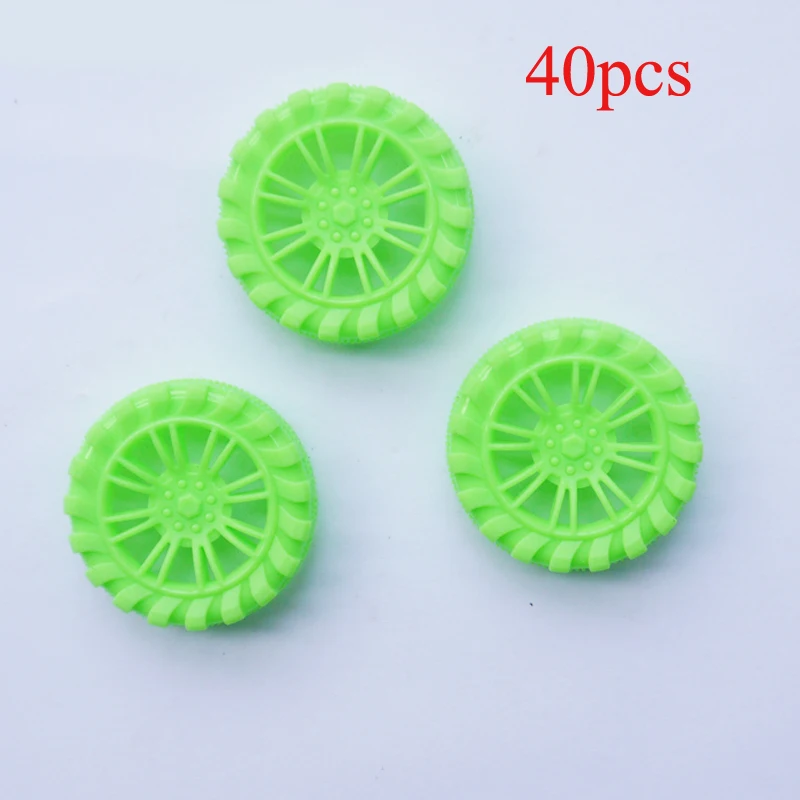 40PCS Toy Car Model Green Wheel Diameter 40mm Plastic Car Wheel 2mm ...