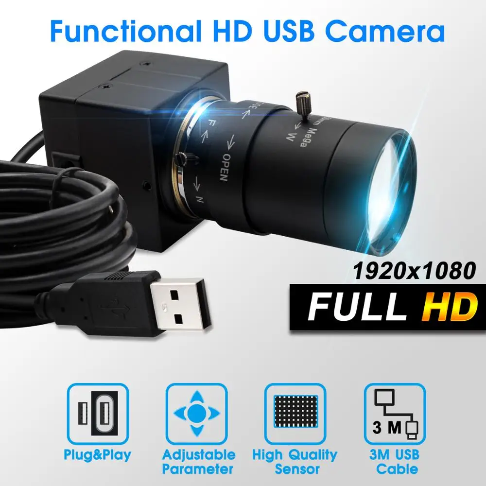 1080P USB Webcam CS Mount Varifocus lens High Speed MJPEG 30fps/60fps ...