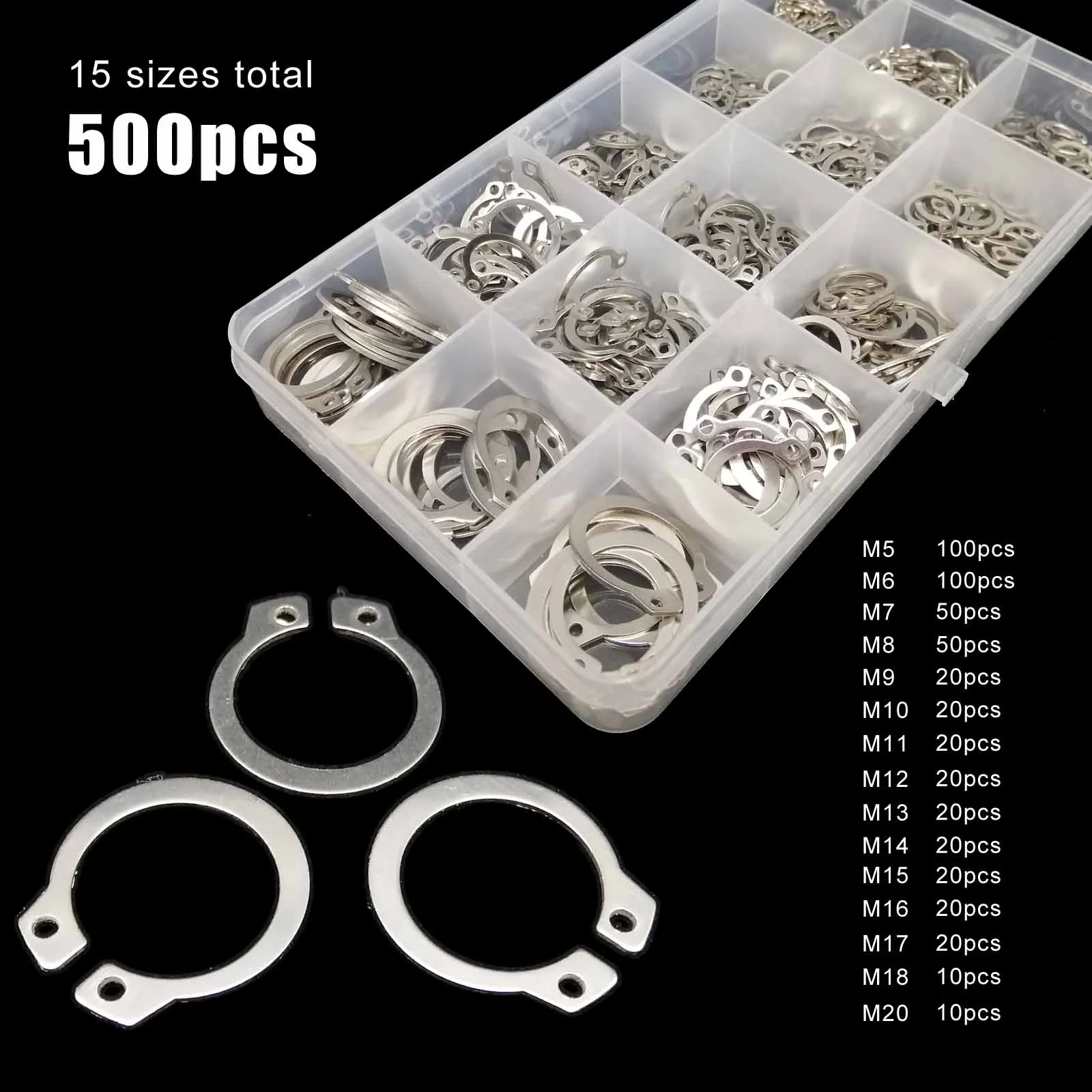 250-500pc-Assortment-Kit-Set-5-20mm-GB894-304-Stainless-Steel-Retaining ...