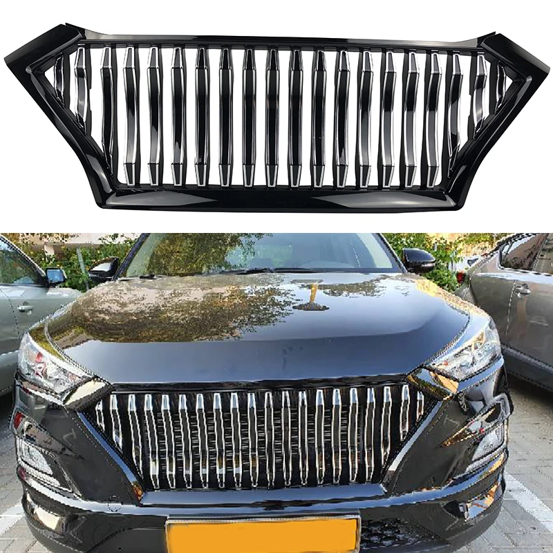 Cocok untuk Hyundai Tucson 2019 2020 Front Racing Grille ABS Silver ...