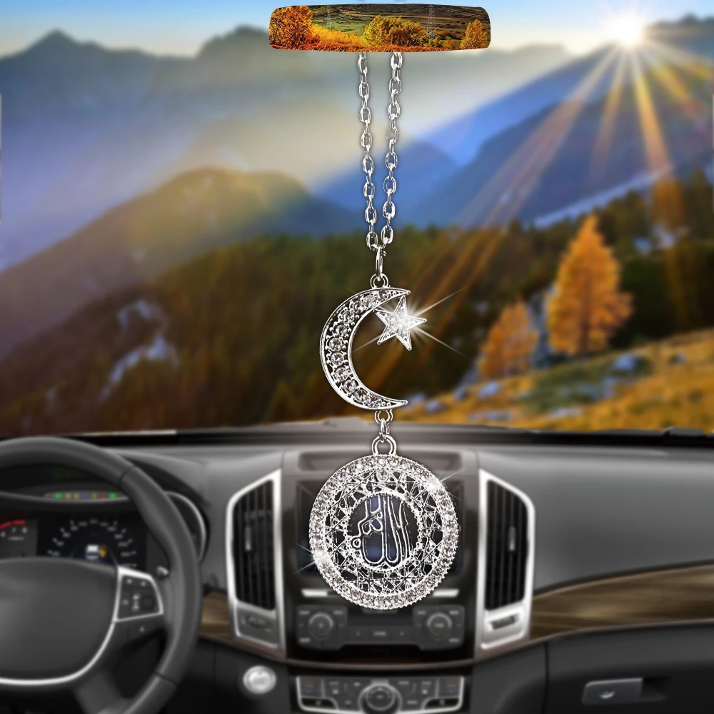 Creative Moon Star-islam Car Pendant Rearview Mirror Decoration Hanging ...