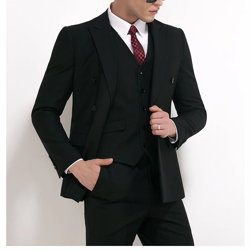 Primavera-nuovo-di-alta-qualit-Gentleman-Fashion-abiti-neri-Slim-Fit ...