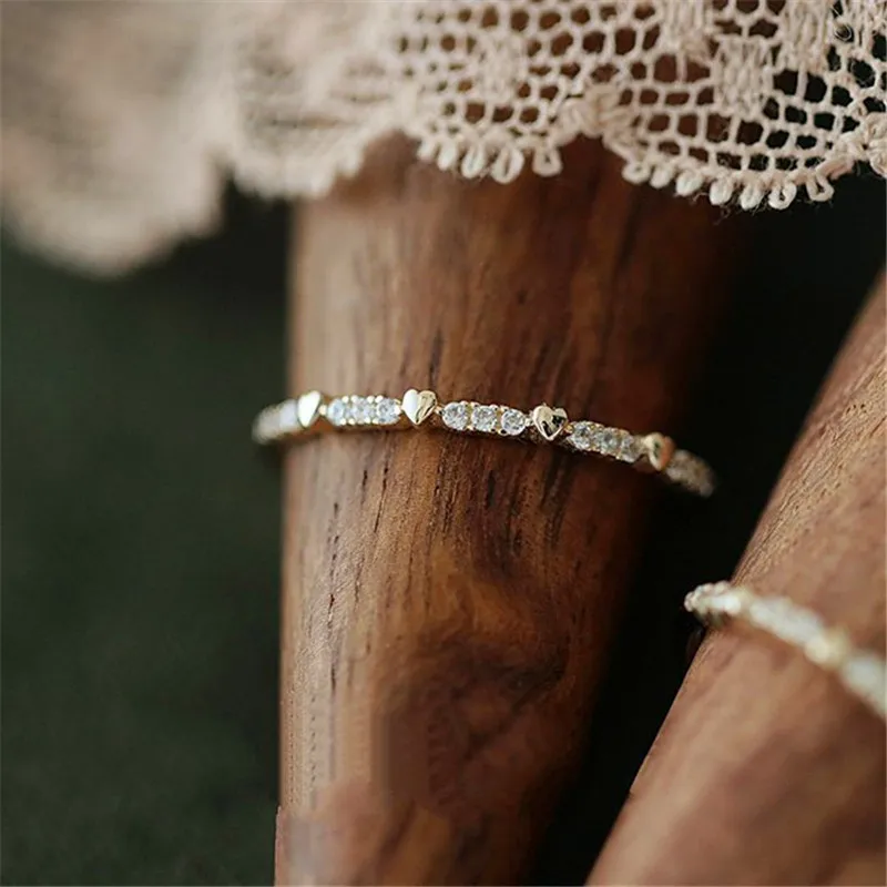 Cute-Boho-Female-Small-Stone-Ring-Promise-Gold-Color-Heart-Engagement ...