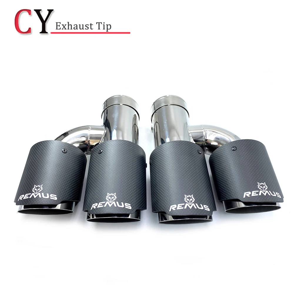 2PCS-H-Type-Double-Matte-Carbon-Fiber-Exhaust-System-Tip-Universal-Tail ...