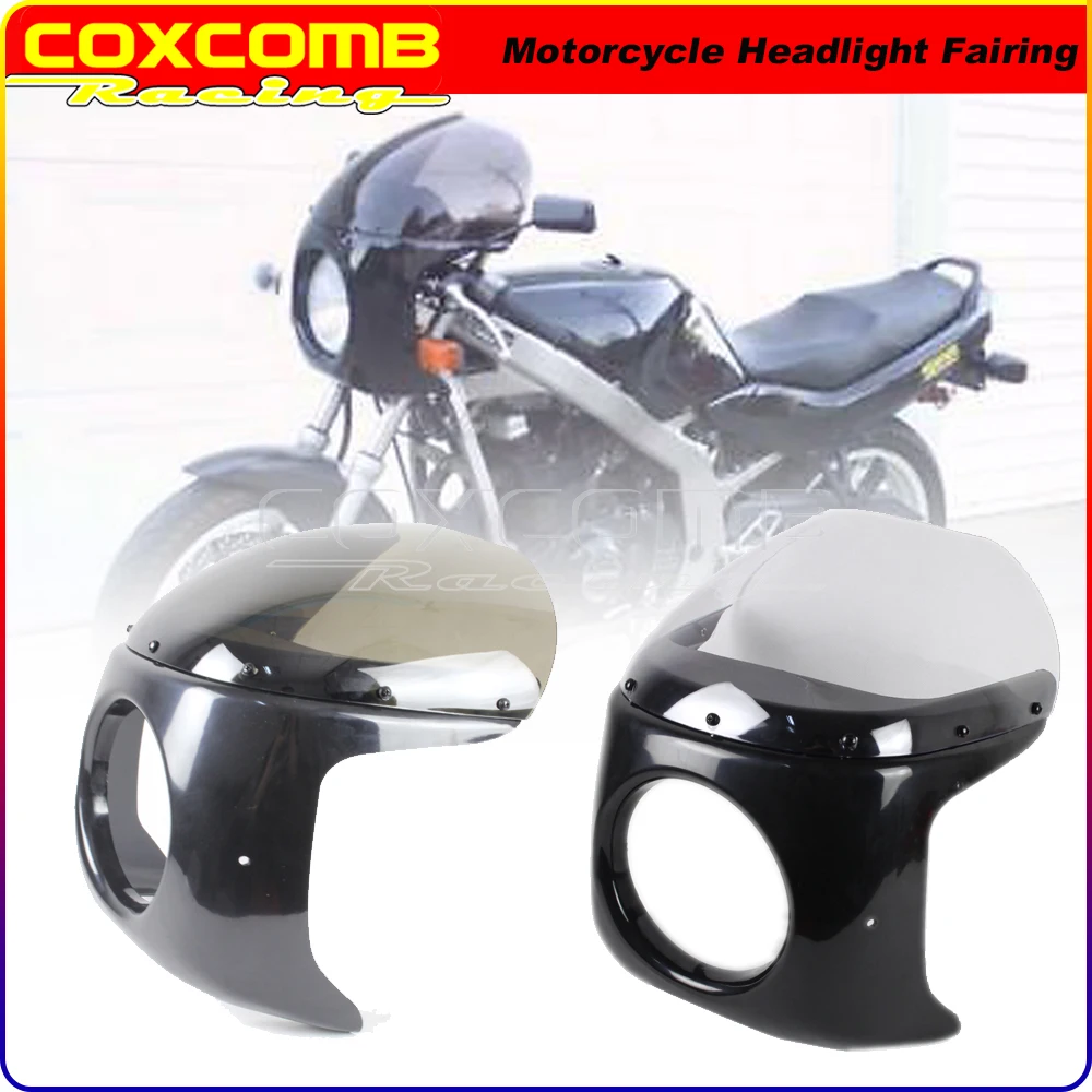 Motorbike 6.25 Round Headlights Universal Half Fairing Windscreen Mask ...