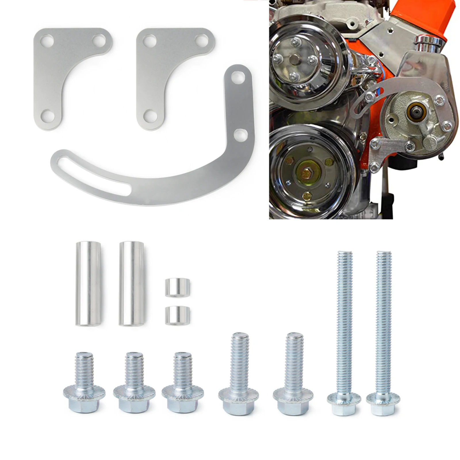 For-SBC-POWER-STEERING-PUMP-BRACKET-Billet-Adjustable-LWP-350-Small ...