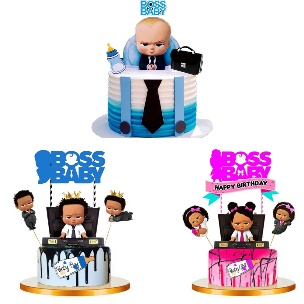 Boss-Baby-Theme-Party-Tableware-Birthday-Baby-Shower-Cupcake-Cake-flag ...