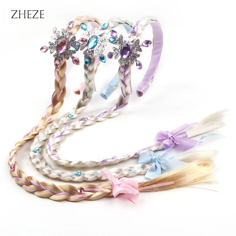 New Ice Queen Wig Braid Headband Girls Rhinestones Glitter Snowflake ...