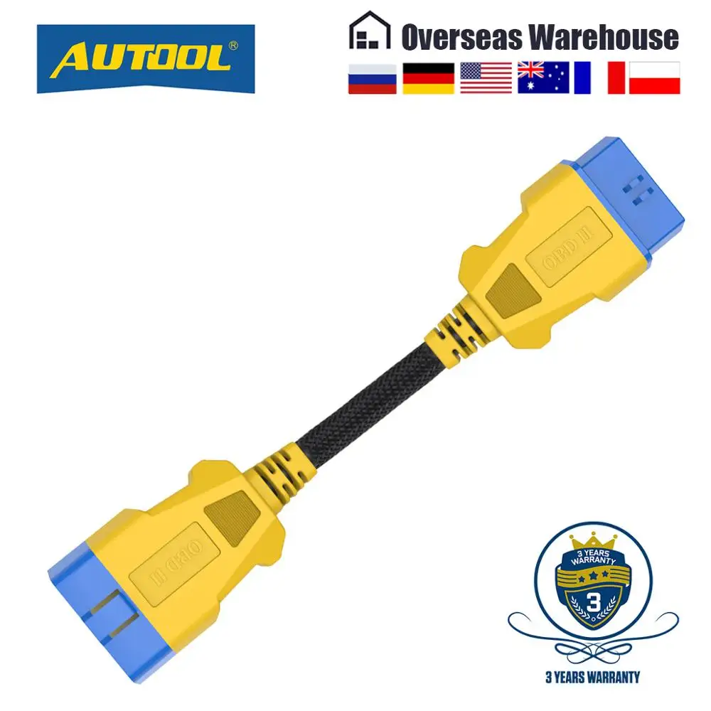AUTOOL Cable de extensión de nailon reforzado OBD2 para coche, Cable ...