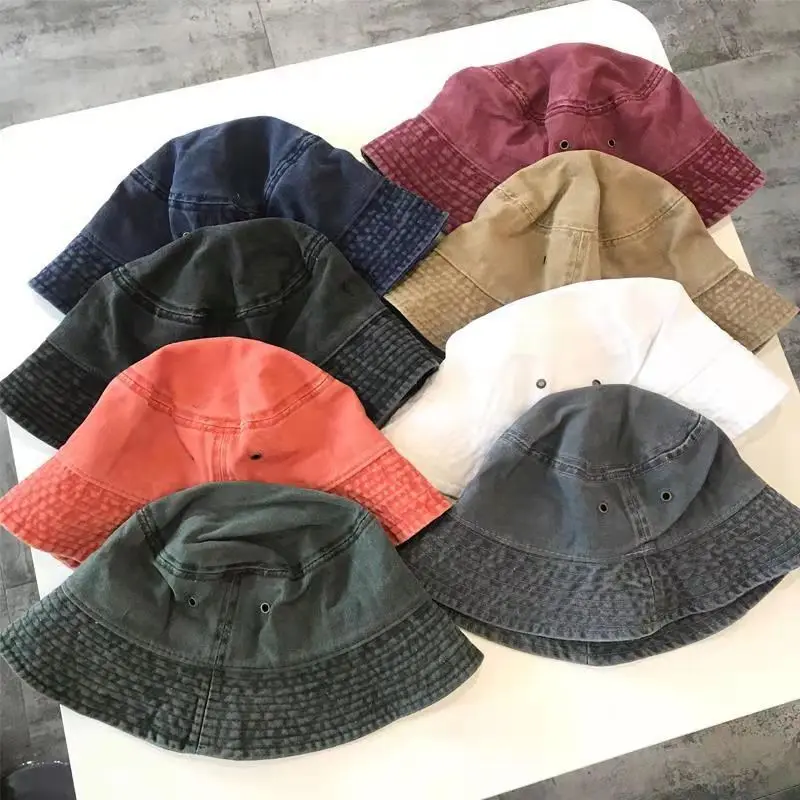 2021 New Fisherman Hat Panama Denim Bucket Hats Outdoor Men Women ...