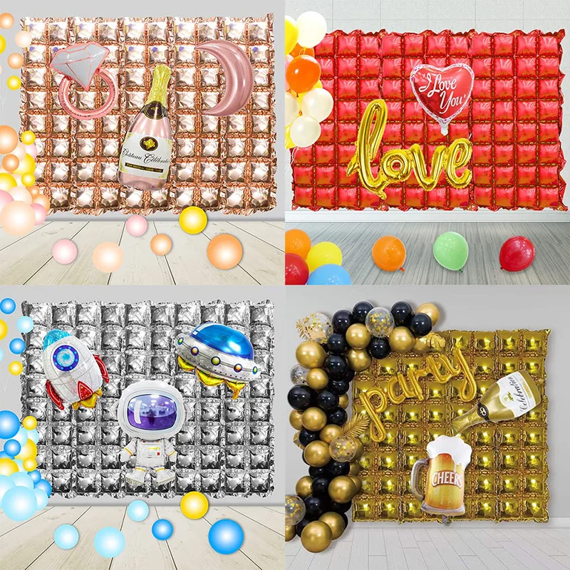 2-5pcs Balloon Backdrop Double-row Square Shape Foil Balloon Background ...