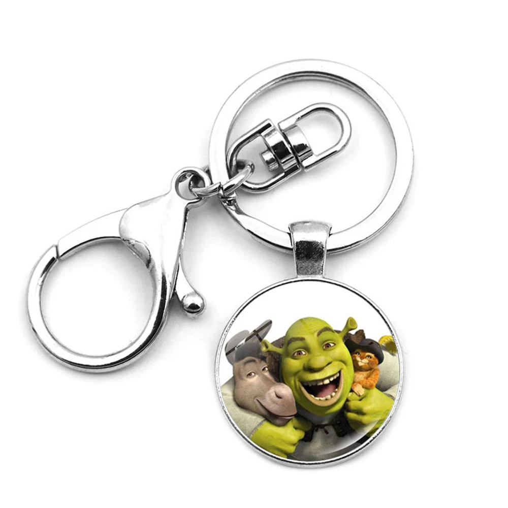 LLavero de dibujos animados Shrek, colgante de cristal redondo, llavero ...