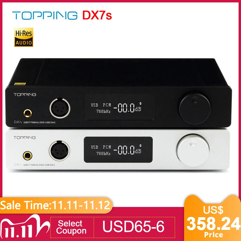 TOPPING DX7s 2*ES9038Q2M 32Bit/768K DSD512 Full balanced DAC ...