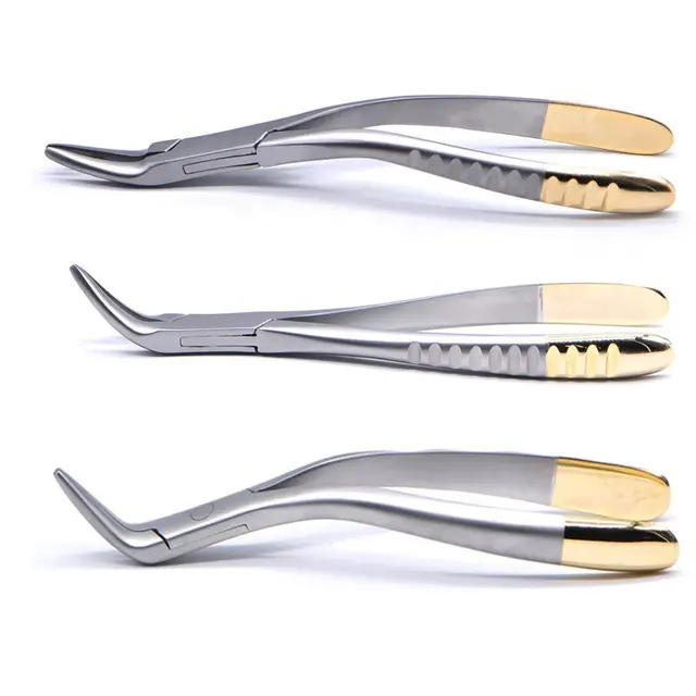 3Pcs/set Dental Residual Root Tweezers Tooth Extraction Forceps Curved ...