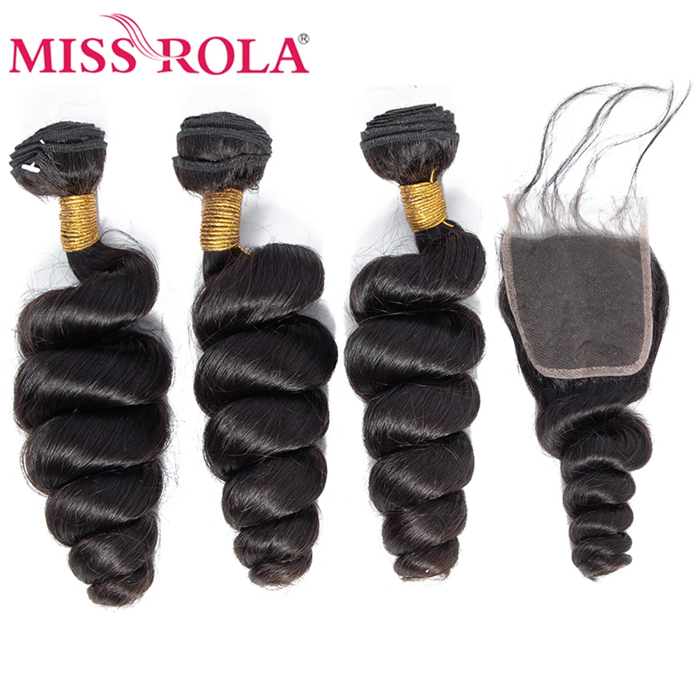 Miss-Rola-Hair-Malaysian-Loose-Wave-3-Bundles-With-Closure-100-Human ...