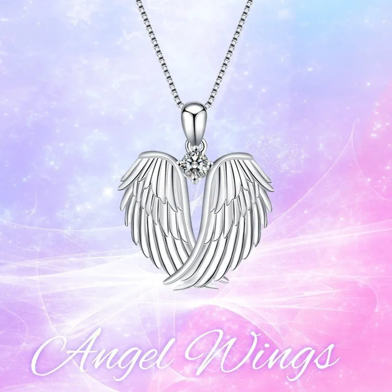 Collar con colgante de ala de Ángel de cristal para mujer, cadena de ...