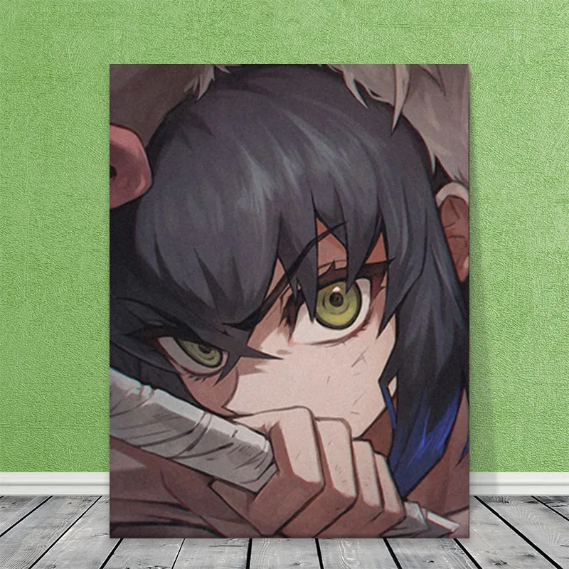 Inosuke Hashibira Kimetsu no Yaiba anime Canvas poster Painting wall ...